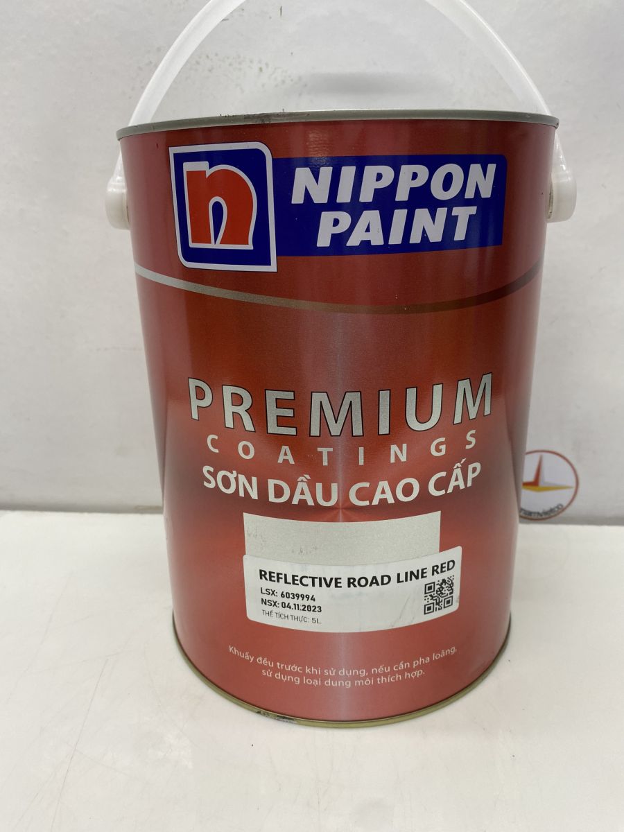 Sơn vạch kẻ đường phản quang màu Đỏ/ Nippon Road Line Reflective Red 5L